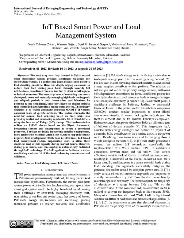 (PDF) IoT Based Smart Power and Load Management System