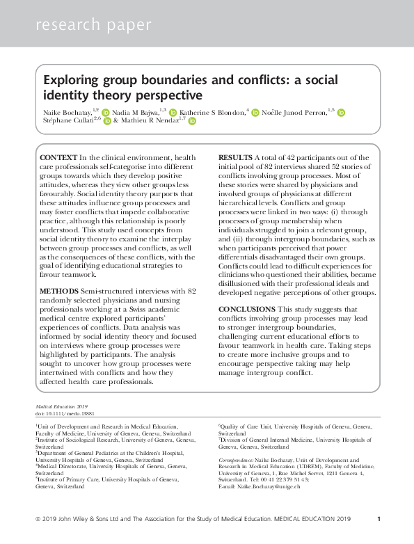 (PDF) Exploring group boundaries and conflicts: a social identity ...