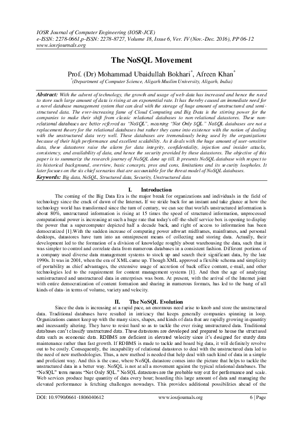 (PDF) The NoSQL Movement Prof . ( Dr )