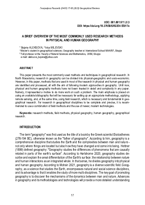 (PDF) A Brief Overview of the Most Commonly Used Research Methods in ...