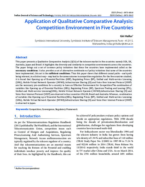 (PDF) Application of Qualitative Comparative Analysis: Competition Environment in Five Countries ...