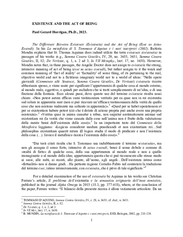 (PDF) Existence and the Act of Being