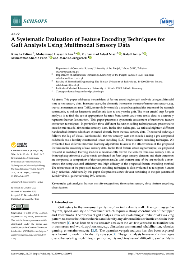 (PDF) A Systematic Evaluation of Feature Encoding Techniques for Gait ...