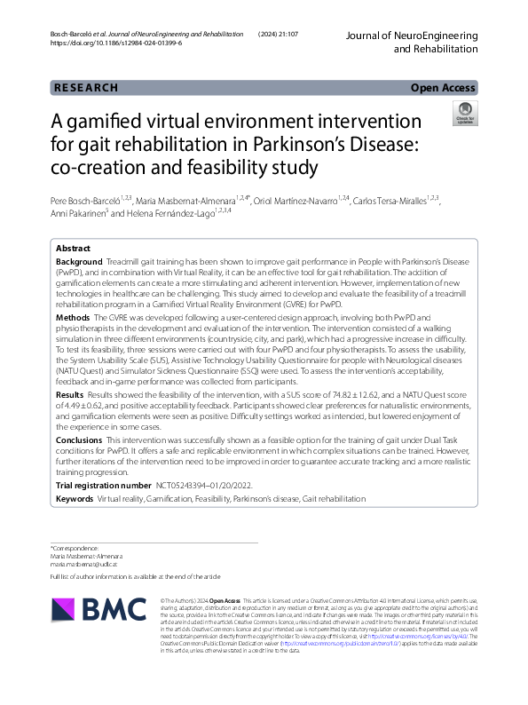 (PDF) A gamified virtual environment intervention for gait ...
