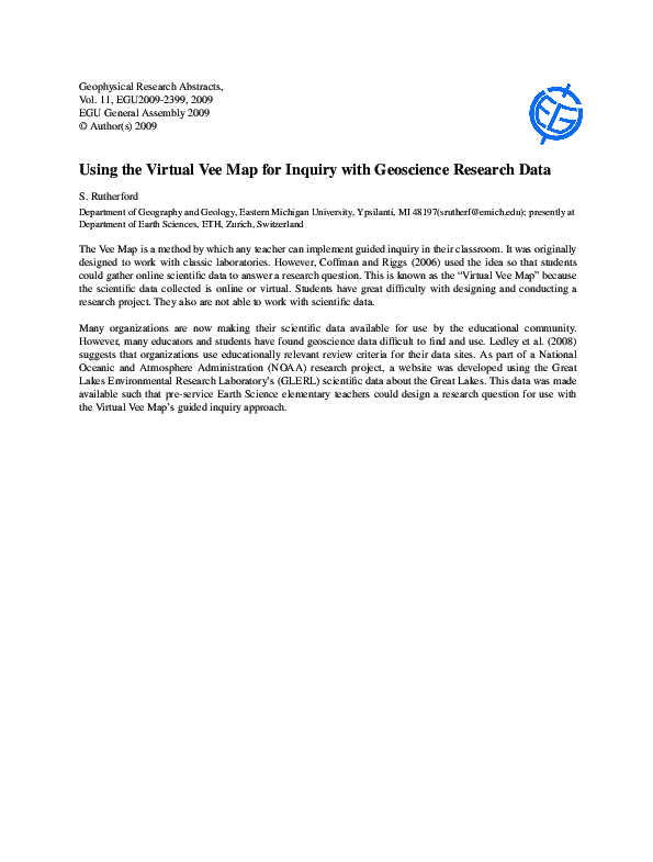 (PDF) Using the Virtual Vee Map for Inquiry with Geoscience Research Data