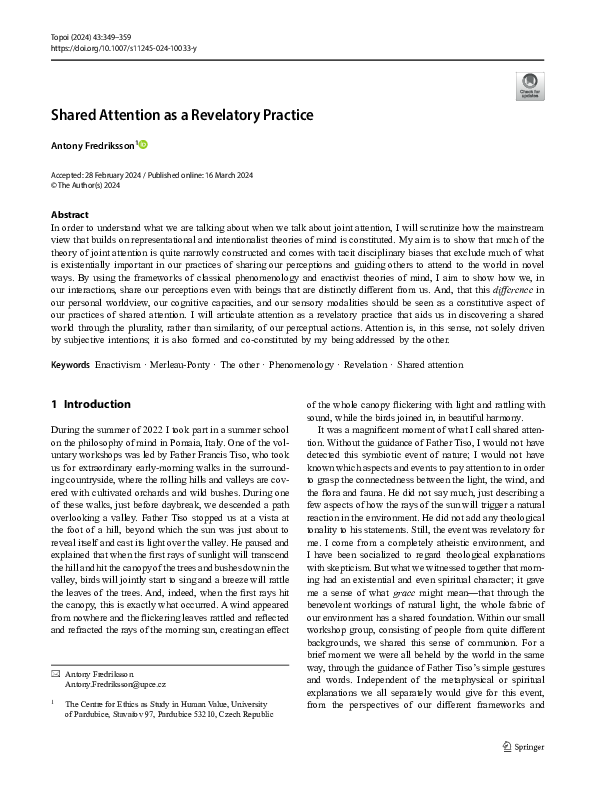 (PDF) Shared Attention as a Revelatory Practice
