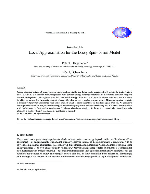(PDF) Local Approximation for the Lossy Spin-boson Model