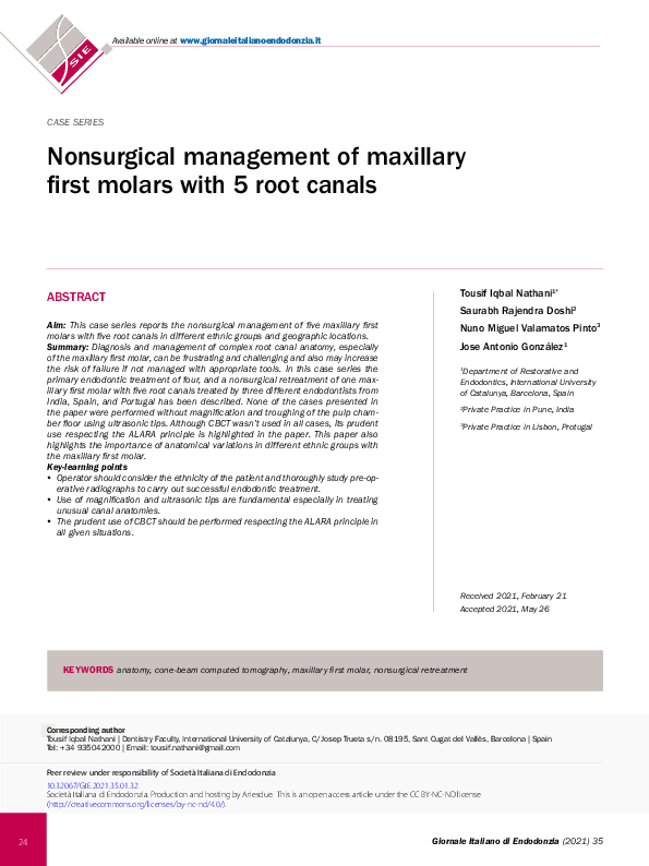 (PDF) Endodontic Management of Maxillary Molars with Complex Anatomy