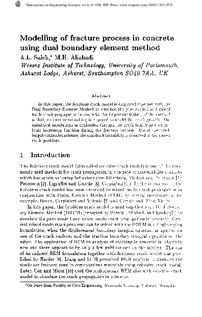 (PDF) Modelling Of Fracture Process In ConcreteUsing Dual Boundary Element Method