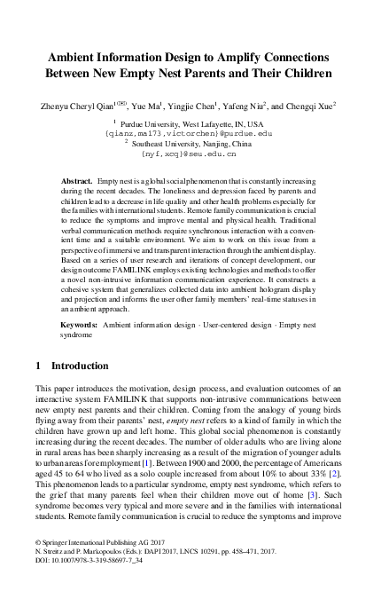 (PDF) Ambient Information Design to Amplify Connections Between New ...