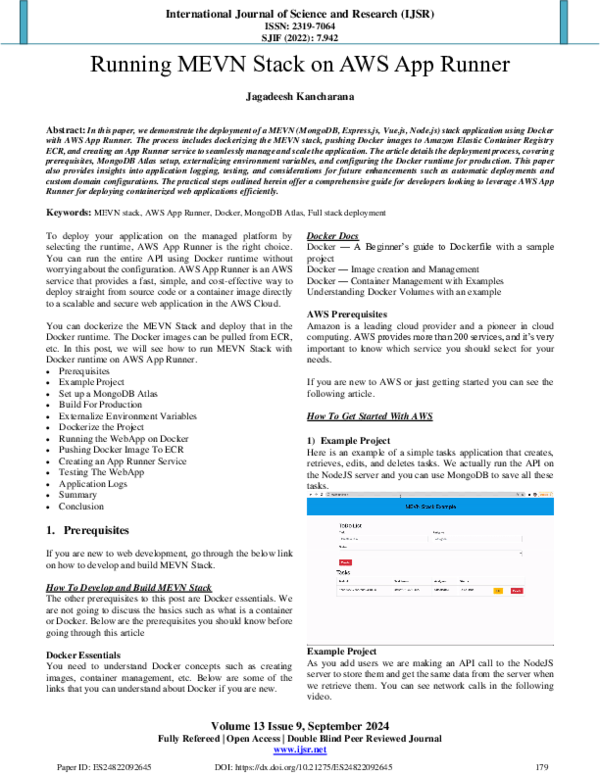 (PDF) Running MEVN Stack on AWS App Runner