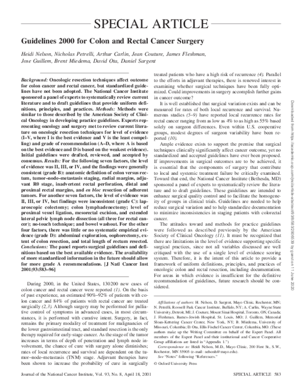 (PDF) Guidelines 2000 for Colon and Rectal Cancer Surgery