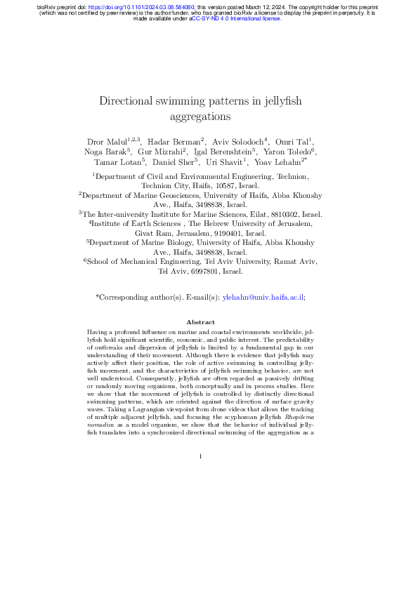 (PDF) Directional swimming patterns in jellyfish aggregations