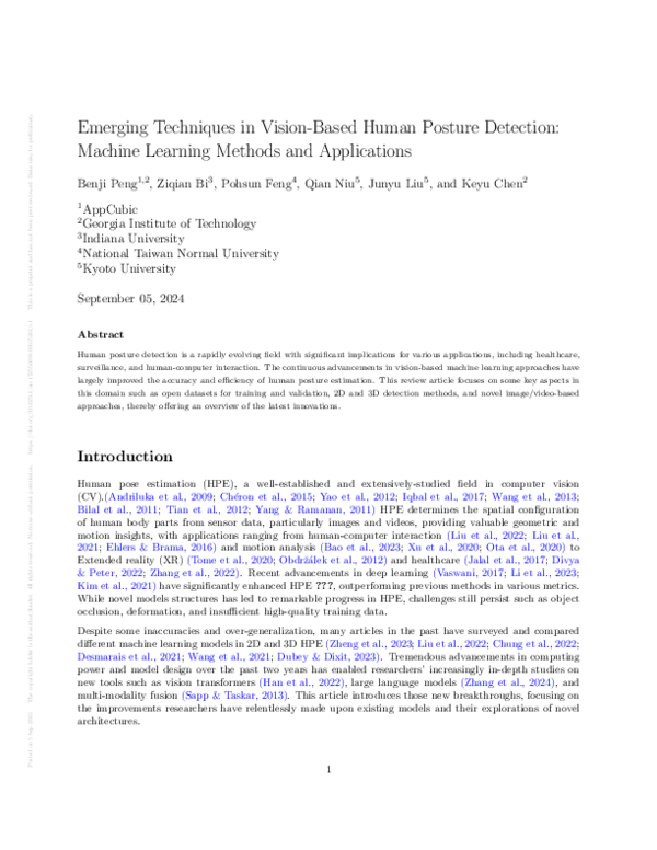 Pdf Emerging Techniques In Vision Based Human Posture Detection Machine Learning Methods And