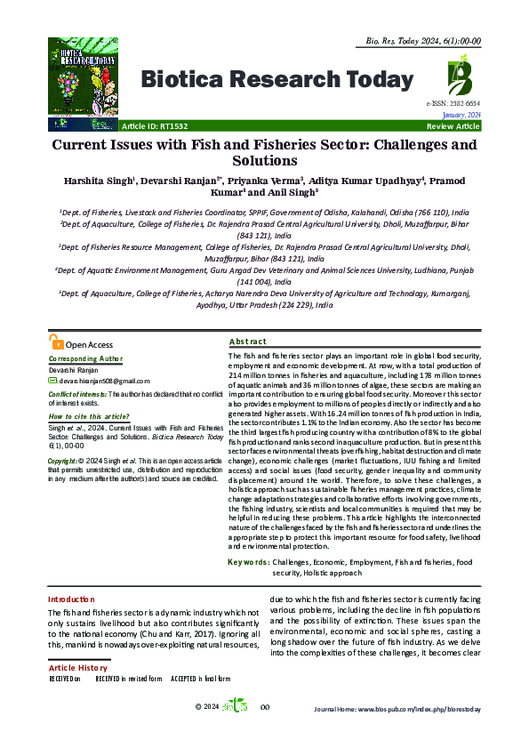 (PDF) Current Issues with Fish and Fisheries Sector: Challenges and ...
