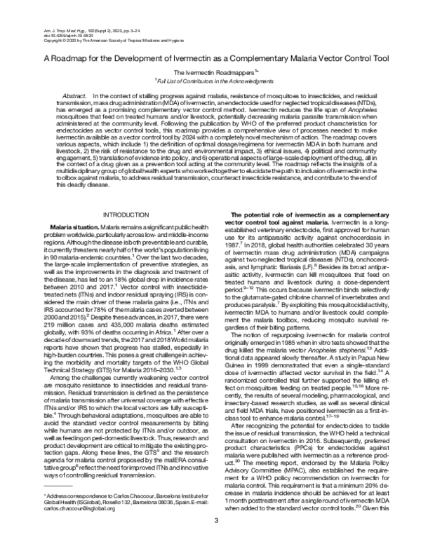 (PDF) A Roadmap for the Development of Ivermectin as a Complementary ...