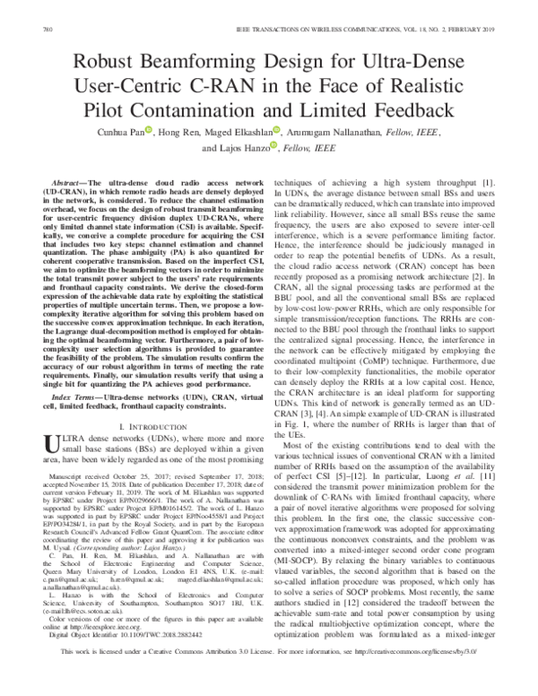 (PDF) Robust Beamforming Design for Ultra-Dense User-Centric C-RAN in ...