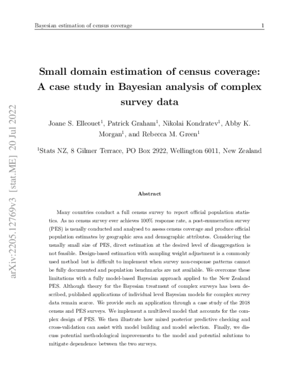 (PDF) Small domain estimation of census coverage: A case study in ...