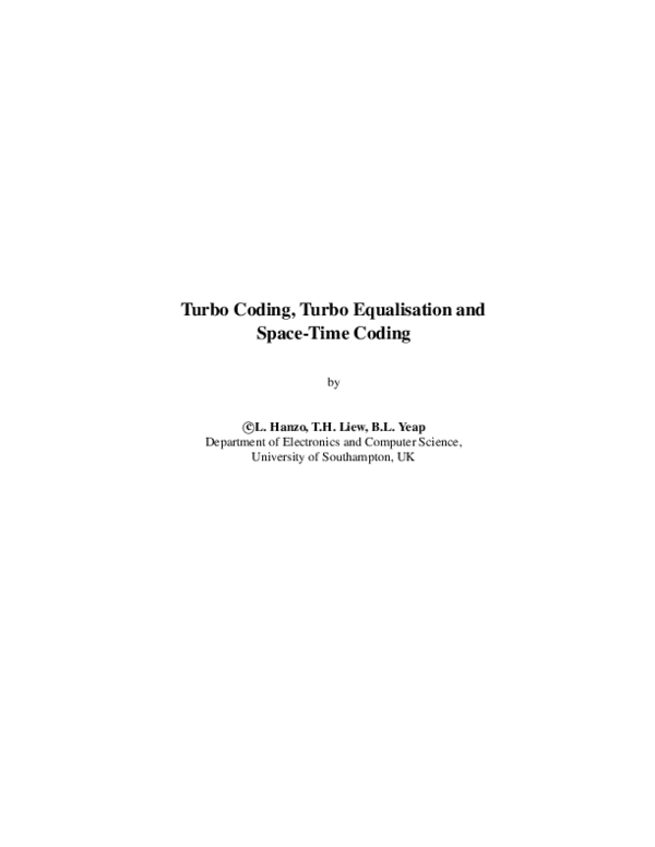 (PDF) Turbo Coding, Turbo Equalisation and Space‐Time Coding