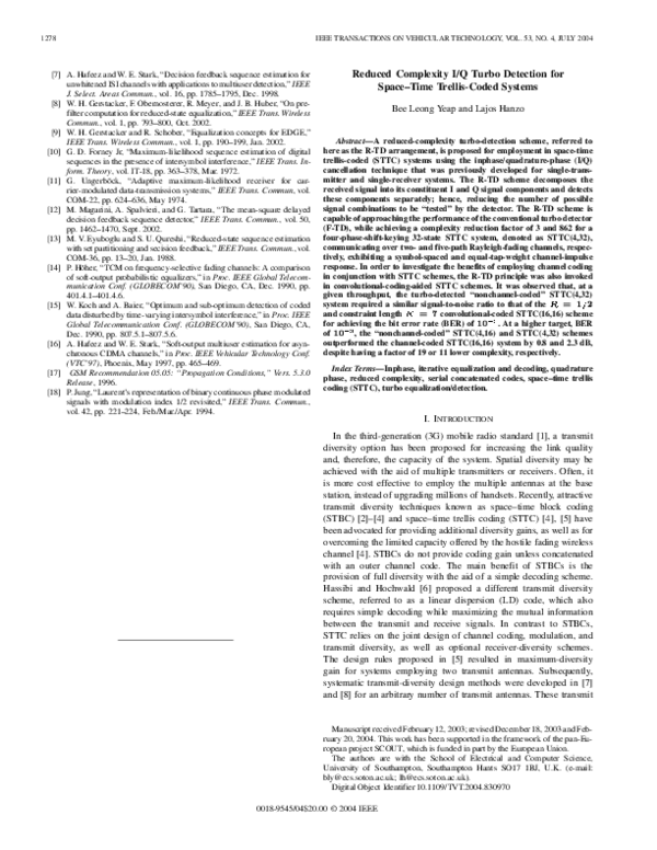 (PDF) Reduced Complexity I/Q Turbo Detection for Space–Time Trellis-Coded Systems | Lajos Hanzo ...