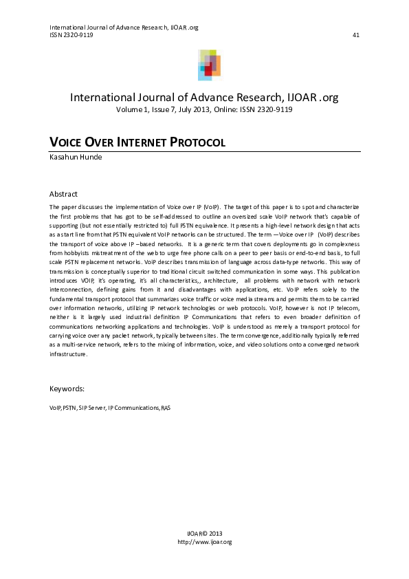 (PDF) The Voice over Internet Protocol