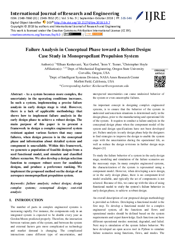 (PDF) Failure Analysis in Conceptual Phase toward a Robust Design: Case ...
