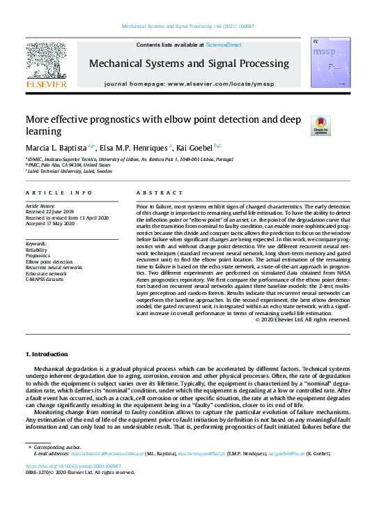 (PDF) More effective prognostics with elbow point detection and deep learning