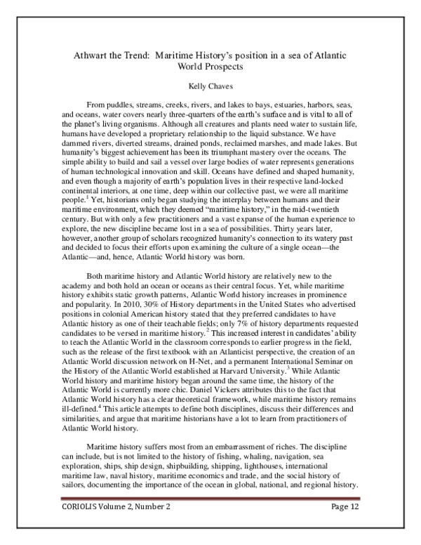 (PDF) Athwart the Trend: Maritime History’s position in a sea of ...
