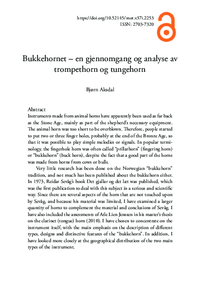 (PDF) Bukkehornet – en gjennomgang og analyse av trompethorn og tungehorn