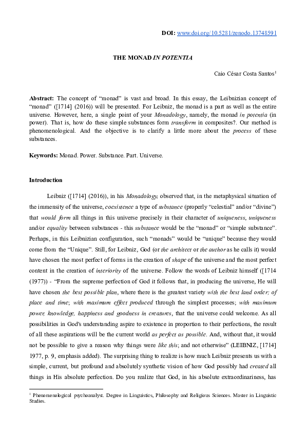 (PDF) The monad in potentia