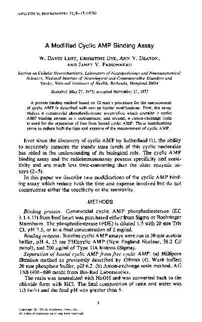 (PDF) A modified cyclic AMP binding assay | David Lust - Academia.edu