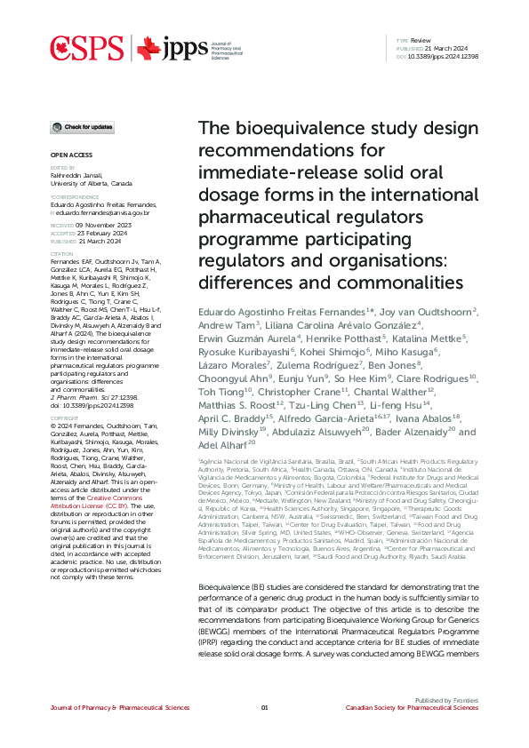 (PDF) The bioequivalence study design recommendations for immediate ...