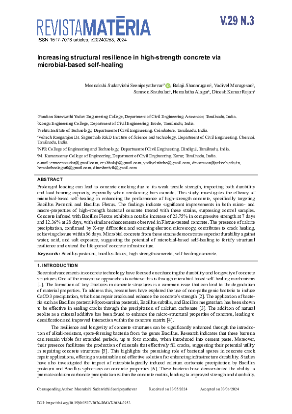 (PDF) Increasing structural resilience in high-strength concrete via microbial-based self-healing