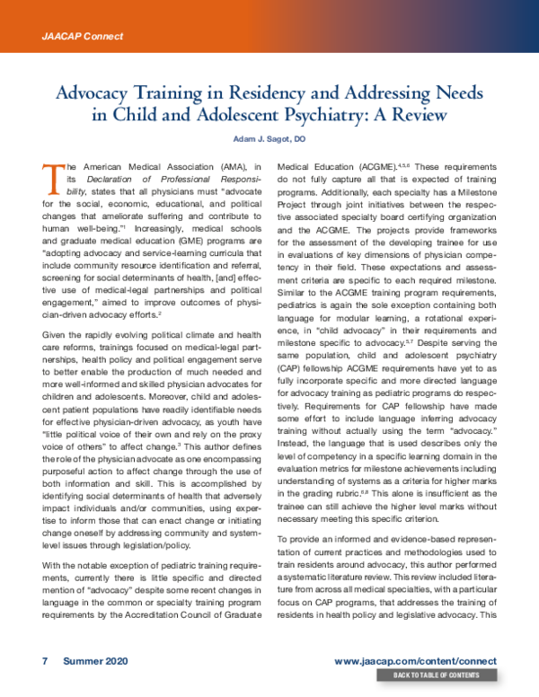 (PDF) Advocacy Training in Residency and Addressing Needs in Child and ...