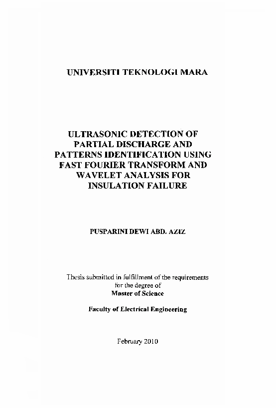(PDF) Ultrasonic detection of partial discharge and patterns identification using fast fourier ...