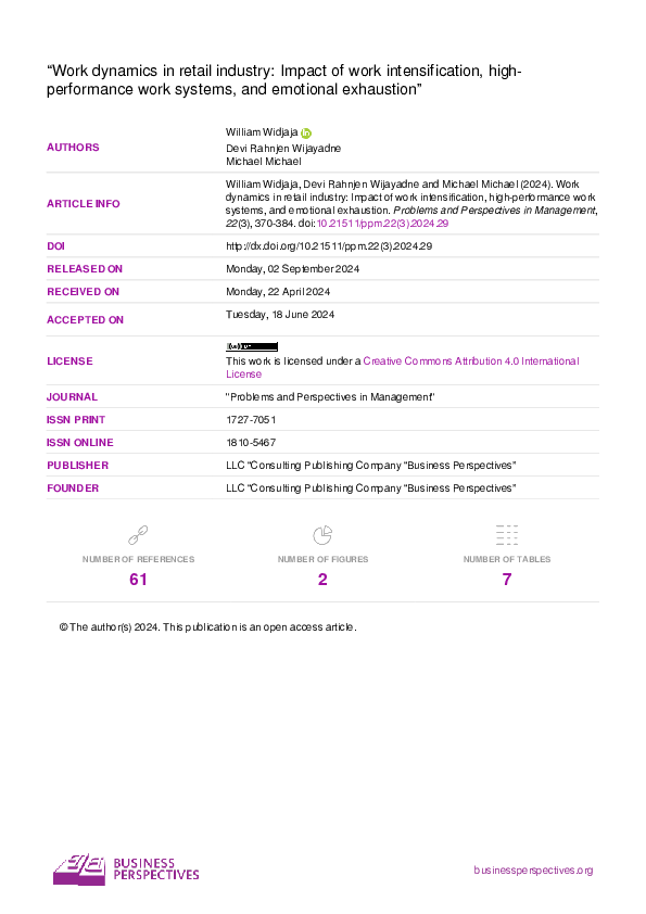 (PDF) Work dynamics in retail industry: Impact of work intensification ...