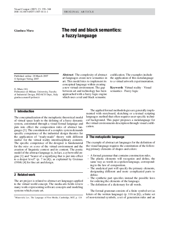 (PDF) The red and black semantics: a fuzzy language | Gianluca Mura - Academia.edu