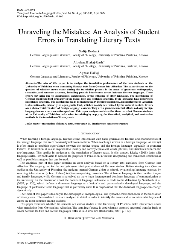 (PDF) Unraveling the Mistakes: An Analysis of Student Errors in ...