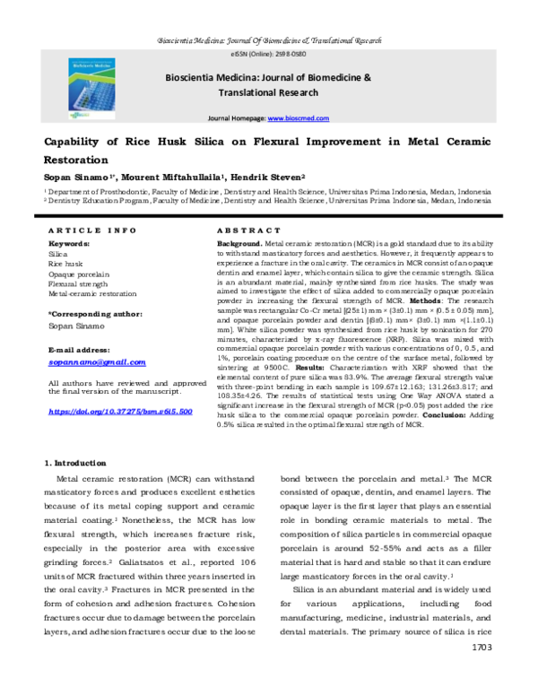 (PDF) Capability of Rice Husk Silica on Flexural Improvement in Metal ...