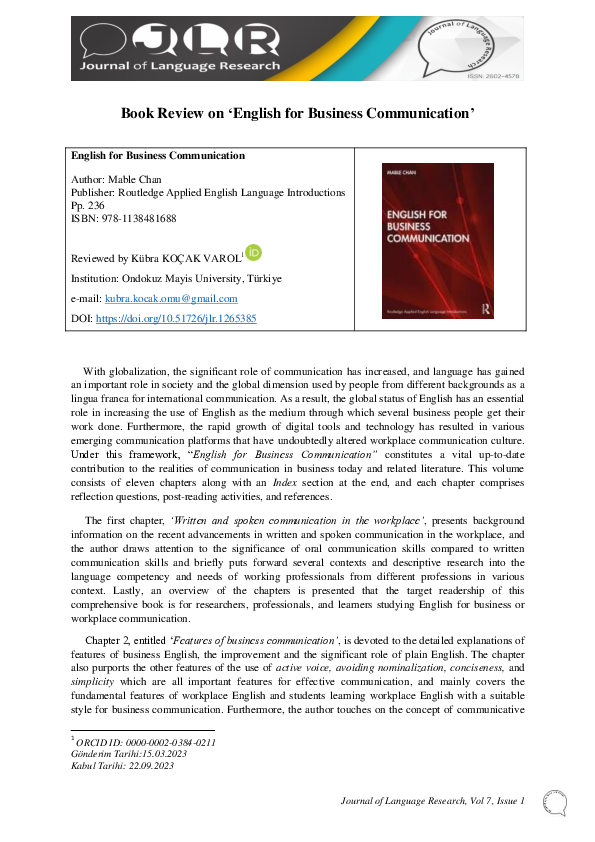 (PDF) English for Business Communication