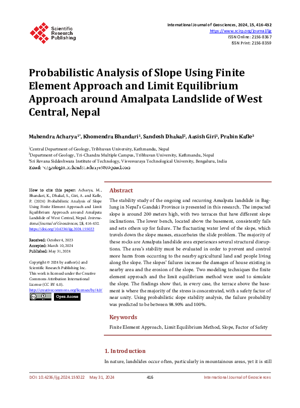 (PDF) Probabilistic Analysis of Slope Using Finite Element Approach and ...