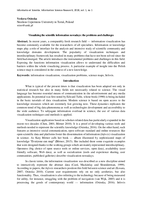 Pdf Visualizing The Scientific Information Nowadays The Problems And 2177