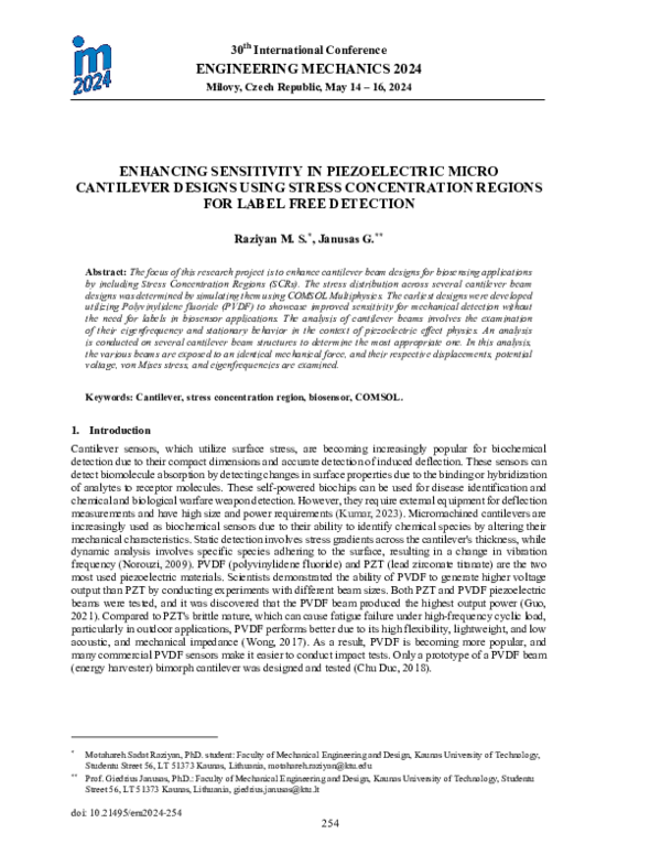 (PDF) Enhancing Sensitivity in Piezoelectric Micro Cantilever Designs ...