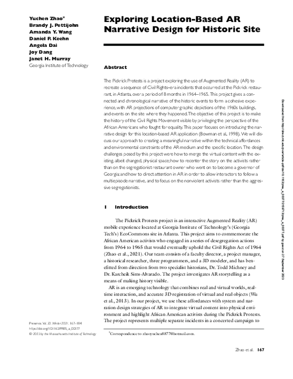 (PDF) Exploring Location-Based AR Narrative Design for Historic Site