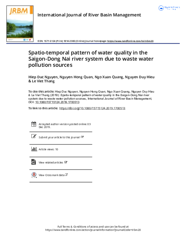 (PDF) Spatio-temporal pattern of water quality in the Saigon-Dong Nai river system due to waste ...
