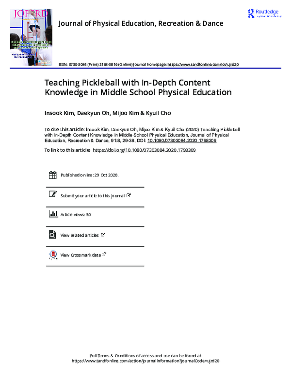 (PDF) Teaching Pickleball with In-Depth Content Knowledge in Middle ...