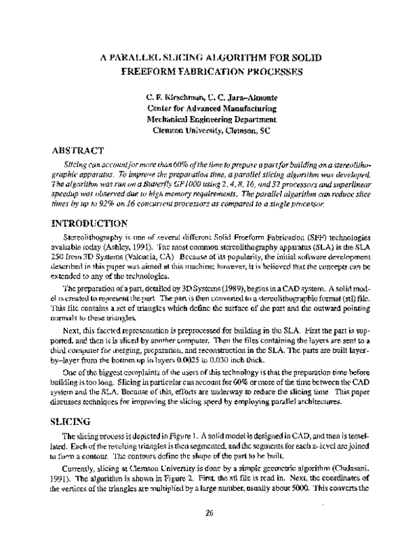 (PDF) A Parallel Slicing Algorithm for Solid Freeform Fabrication Processes