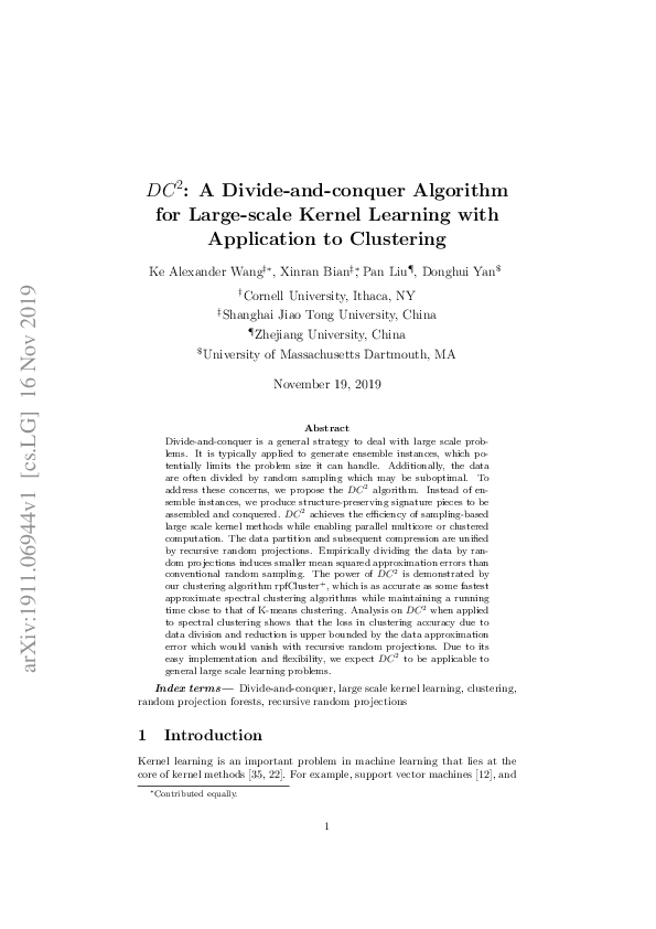 (PDF) $DC^2$: A Divide-and-conquer Algorithm for Large-scale Kernel Learning with Application to ...