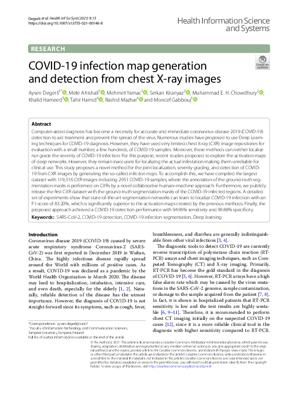 (PDF) COVID-19 infection map generation and detection from chest X-ray ...