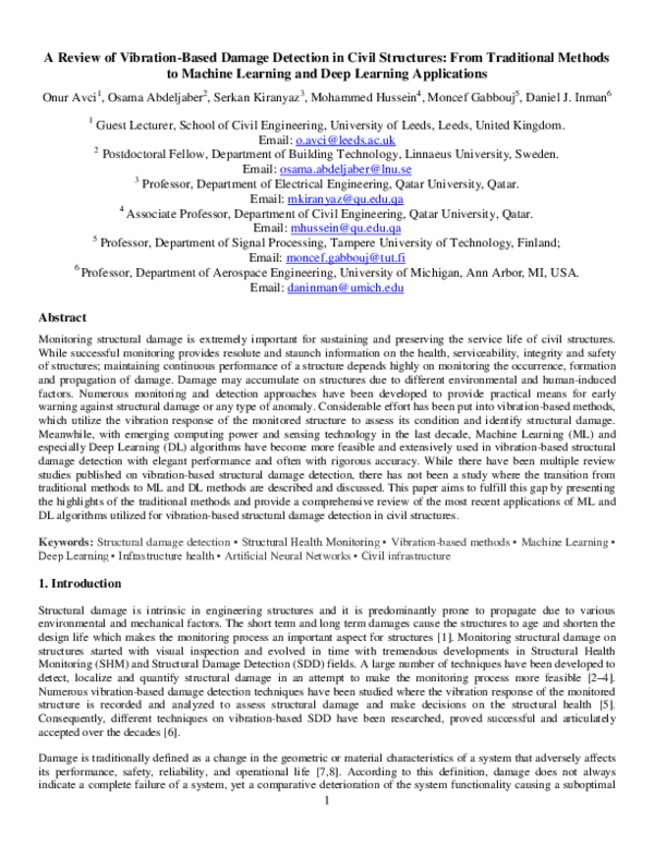 (PDF) A review of vibration-based damage detection in civil structures: From traditional methods ...